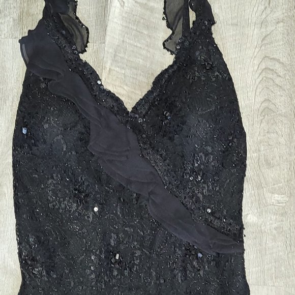 Dresses | Formal Black Sequin Gown With Ostridge Feather Bottom Jacket ...